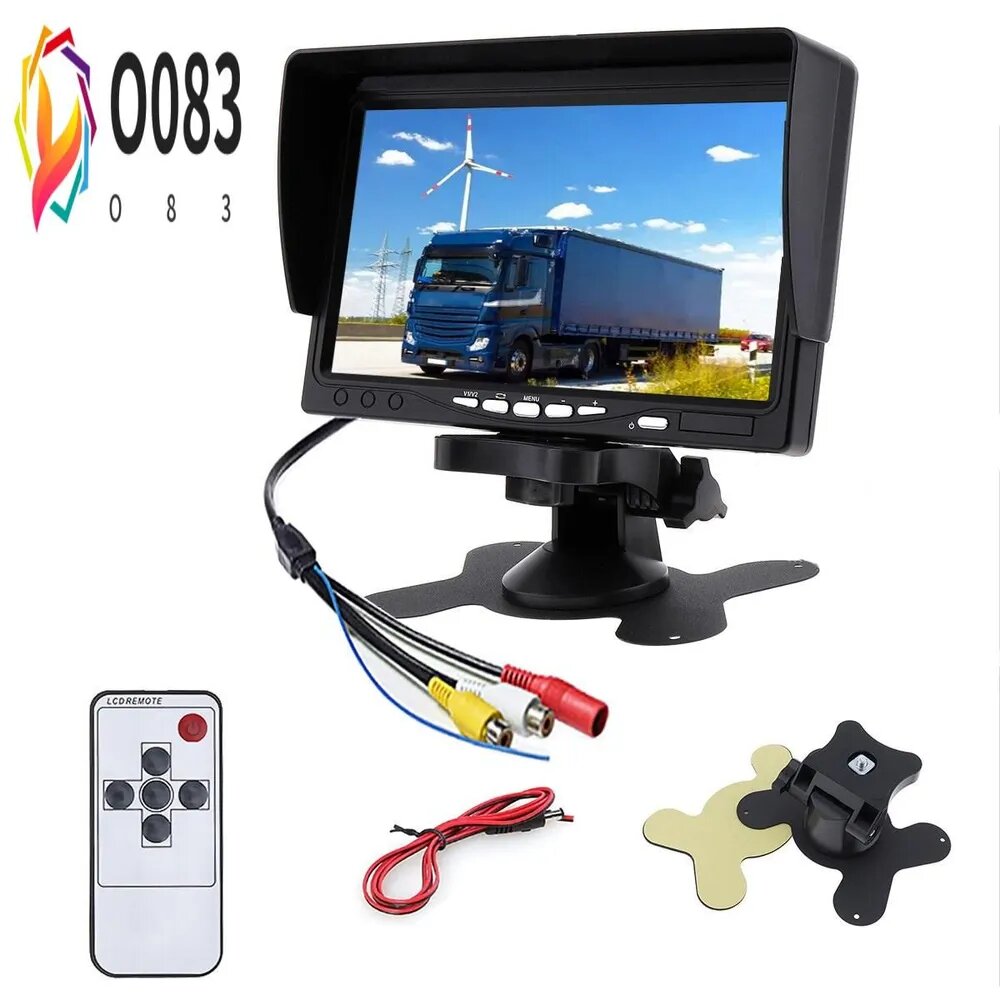 (J M) 12V-24V 7-дюймовый TFT LCD цветной HD-монитор совместим с автомобиля, грузовика, CCTV, камера заднего вида вида, резервная