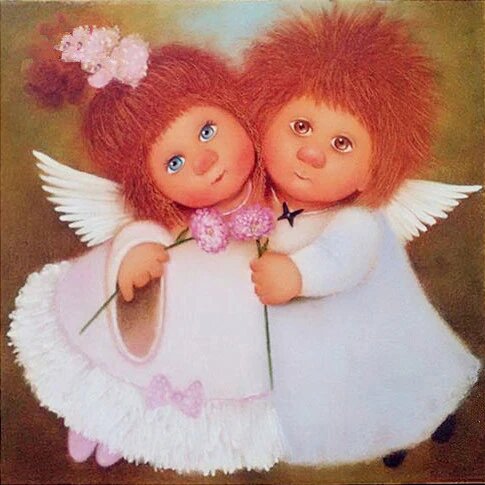 Алмазная вышивка "Милый ангел ребенок", 60x60 см, розовый, темно-синий