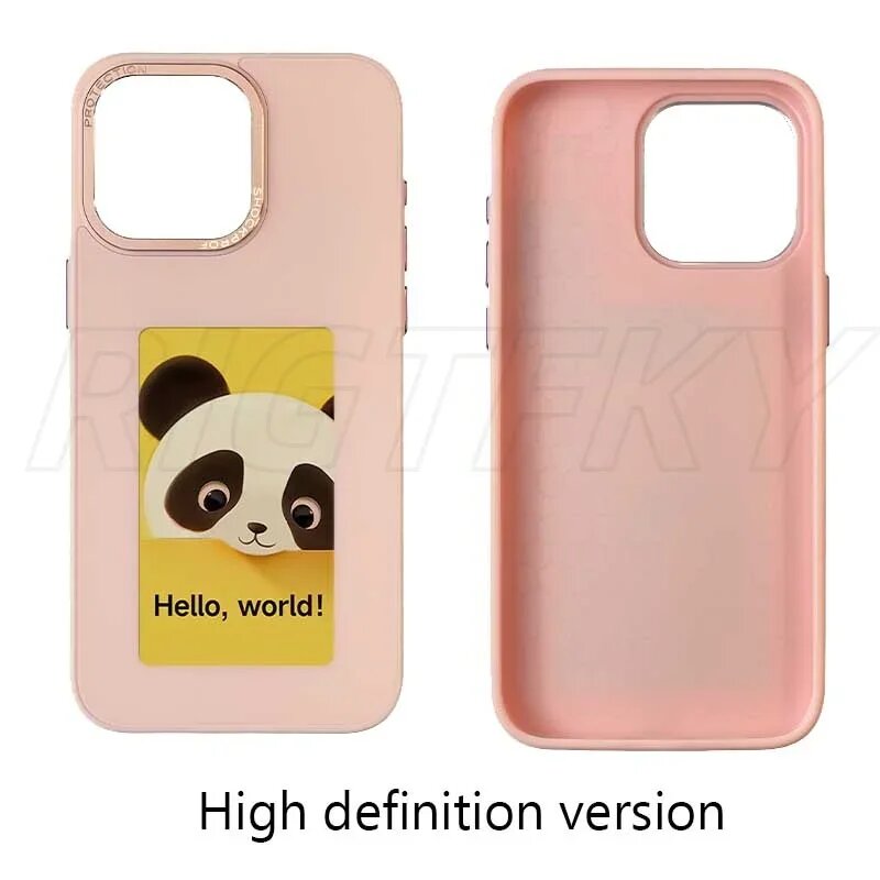 Чехол для телефона с умным экраном E-ink NFC высокой четкости Розовый, для айфона 14, light pink.