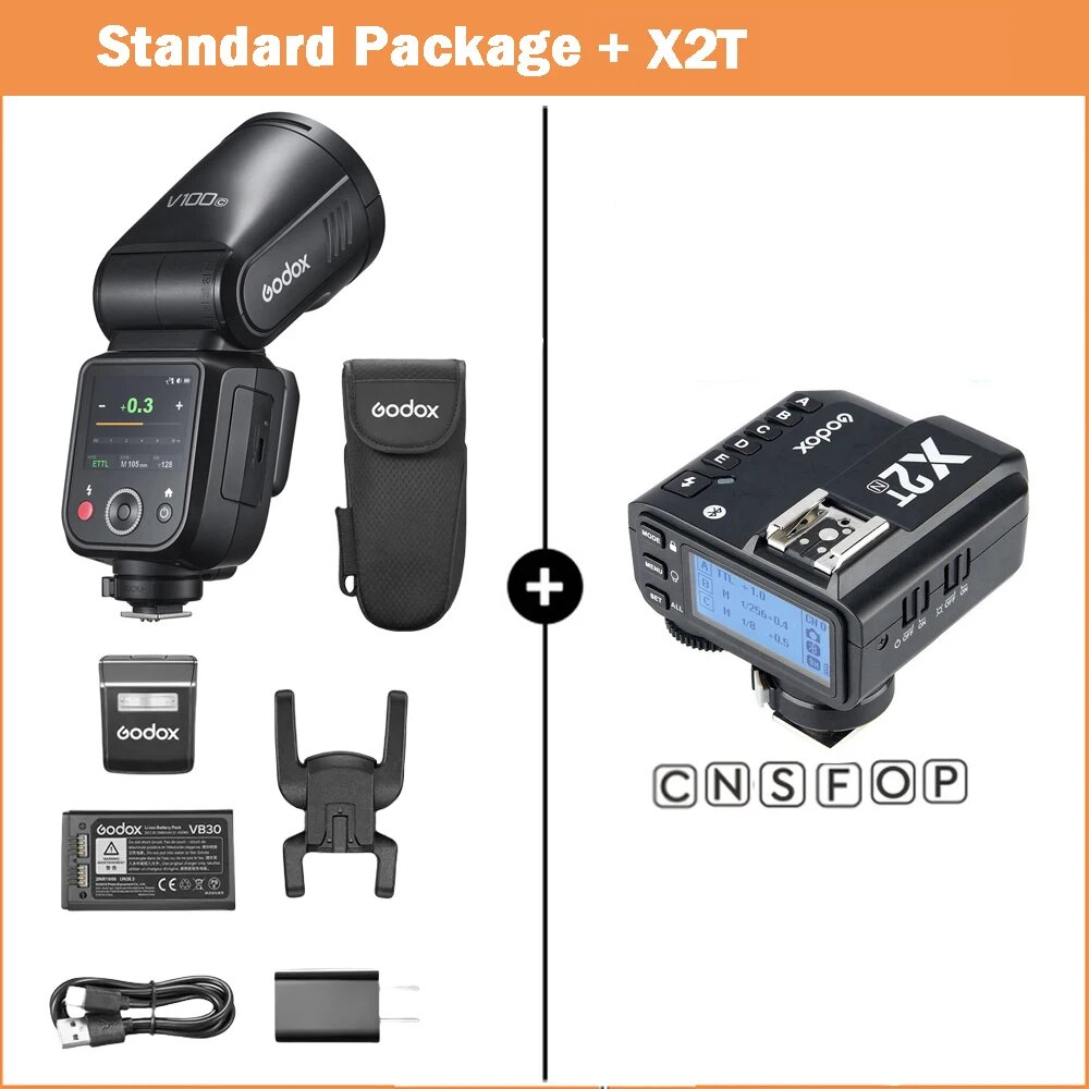 Godox V100 Круглая вспышка для Canon Nikon Sony Fuji Olympus For Panasonic, V100 add X2T