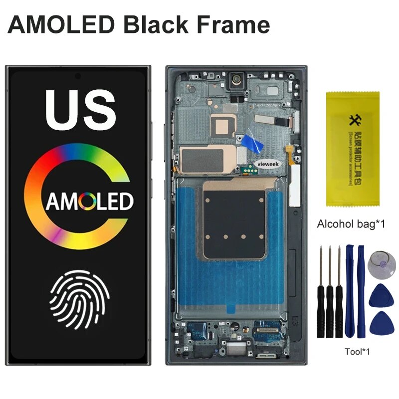 6,78-дюймовый AMOLED-дисплей для Samsung S24 Ultra LCD S928B S928U S928N, дигитайзер сенсорного экрана в сборе для Galaxy S24 Ultra LCD