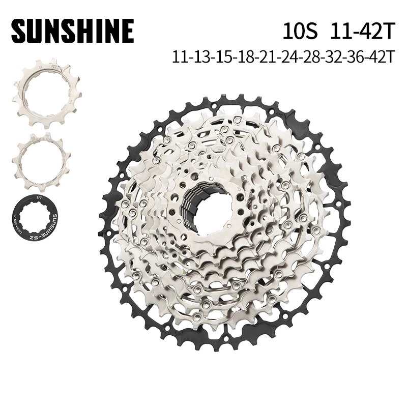Кассета SUNSHINE 10S 11-42T, сталь, серебристый/черный