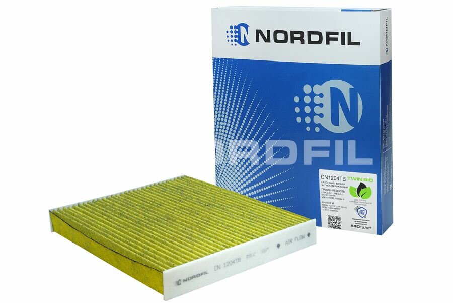 NORDFIL Фильтр салона для антибактериальный TWIN BIO (247 мм x 289 мм x 35 мм) GEELY MONJARO VOLVO XC40 (536)