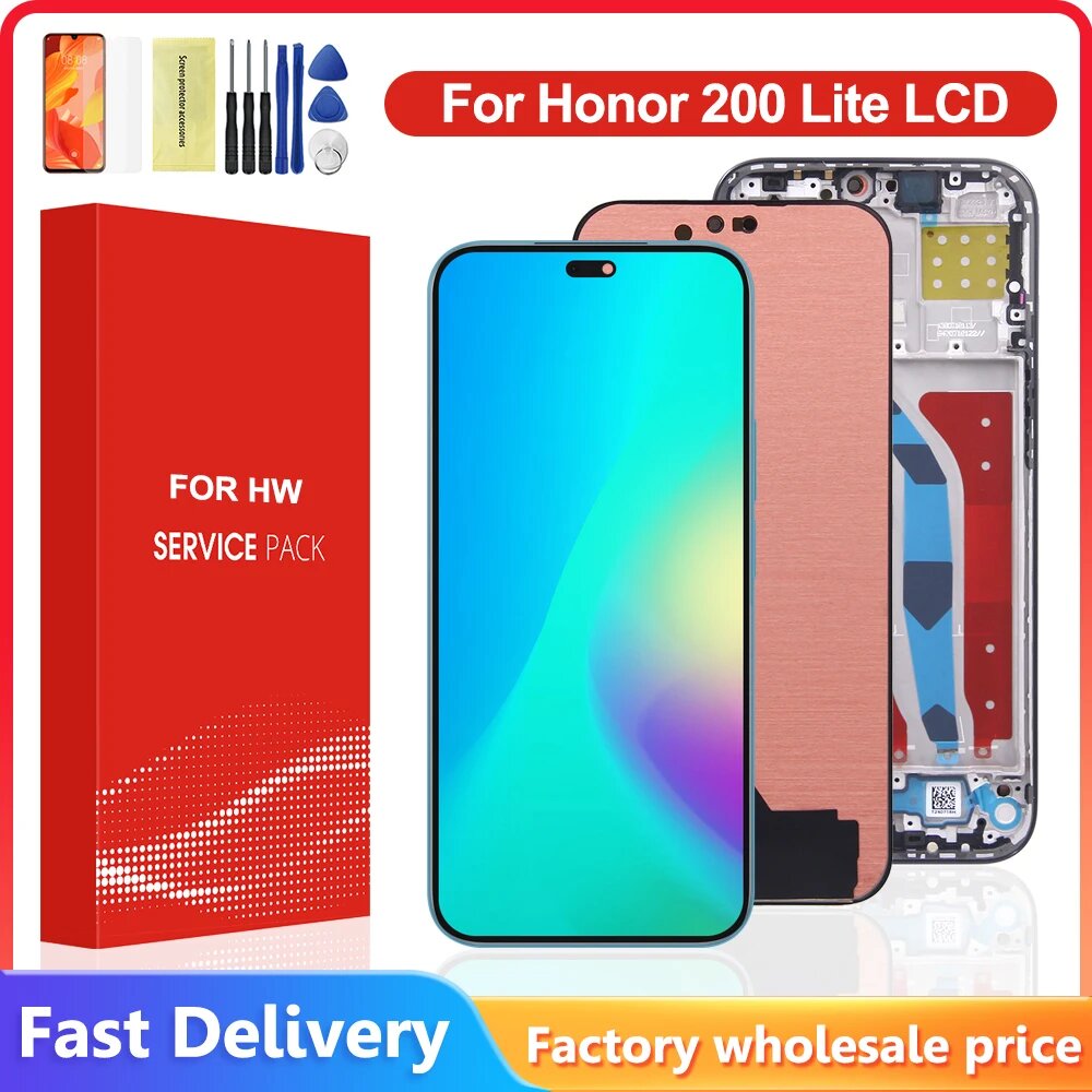6,7 'для Honor 200 Lite ЖК-дисплей с сенсорным экраном и дигитайзером в сборе, Black No Frame