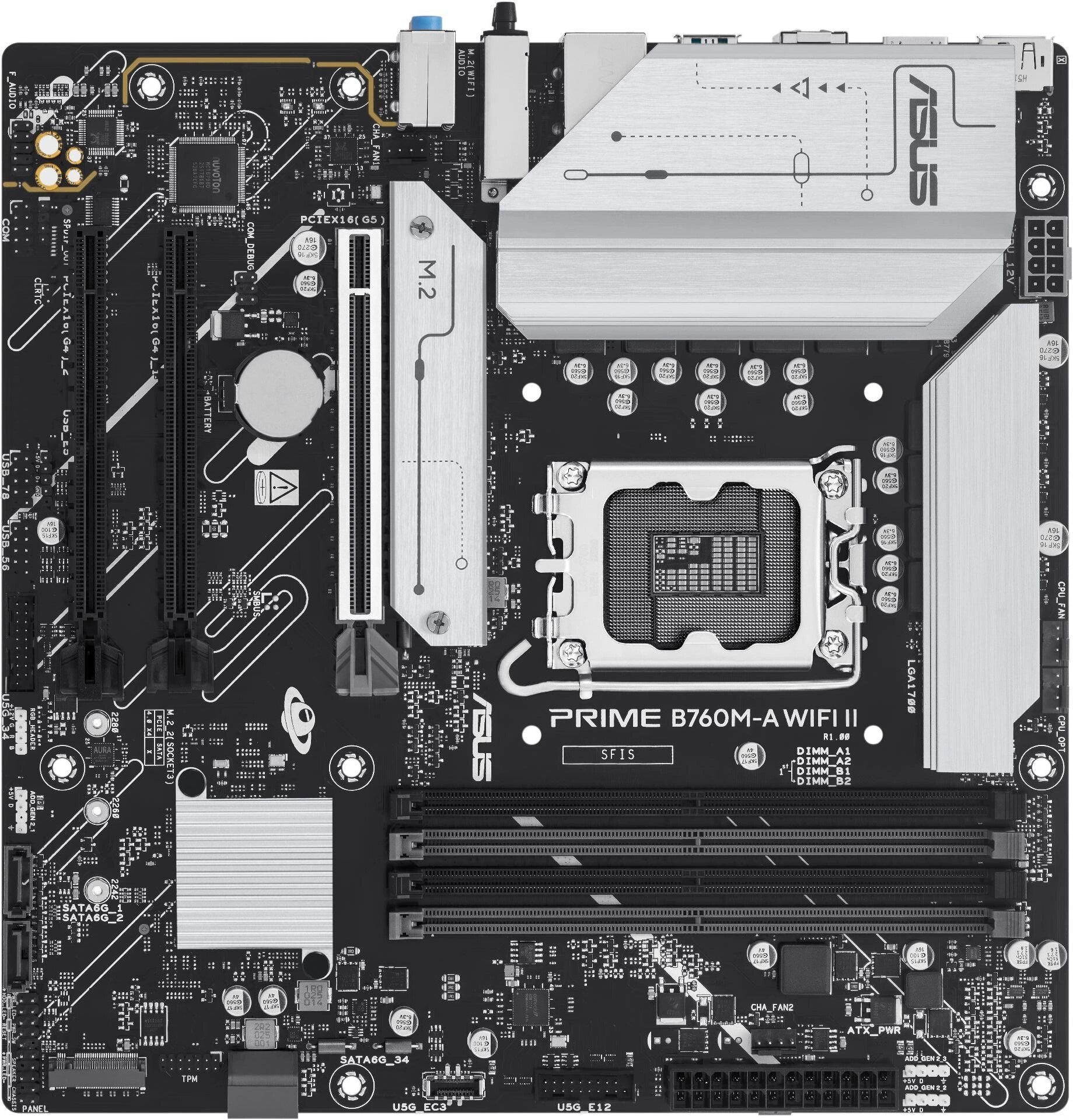 Материнская плата Asus PRIME B760M-A WIFI II Soc-1700 Intel B760 4xDDR5 mATX AC`97 8ch(7.1) 2.5Gg RAID+HDMI+DP