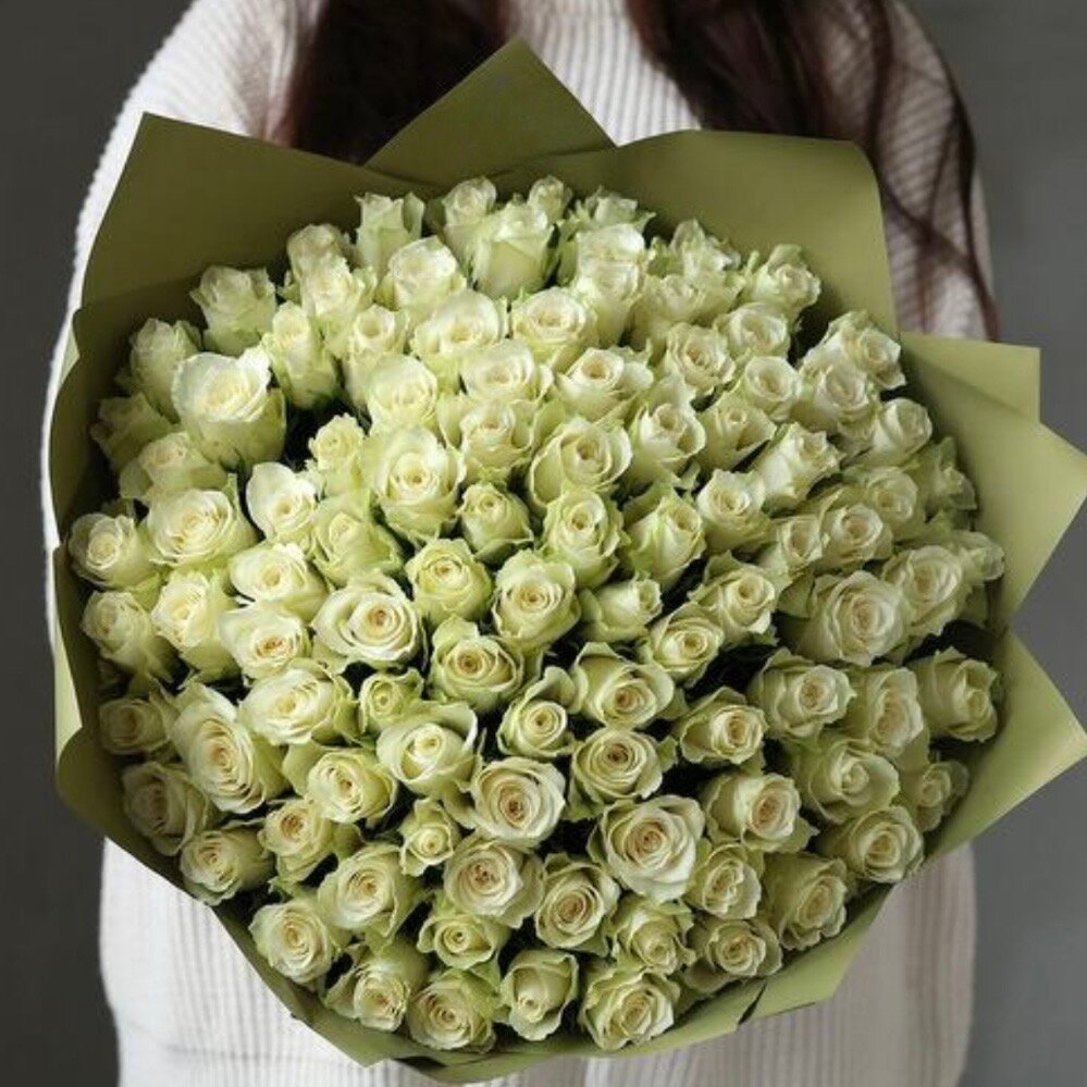 Букет цветов из 101 белой розы 40см / Арт. 951912 / Радуга Букет