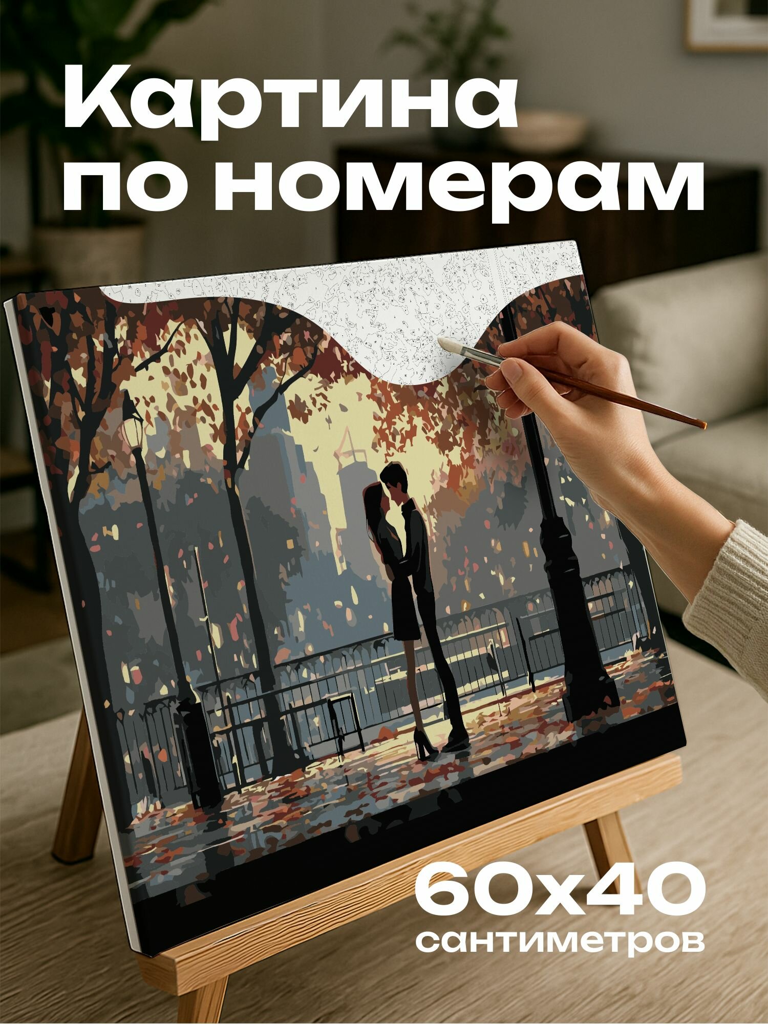 Картина по номерам 60x40 см, анимация, Disney, Pixar, молодые влюбленные, городской парк, молодая любовь, волшебство