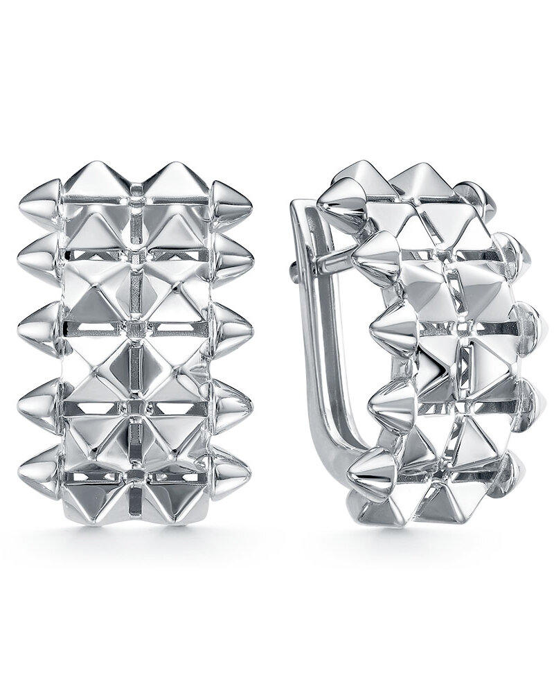 Серьги двусторонние, серебро, 925 проба, родирование