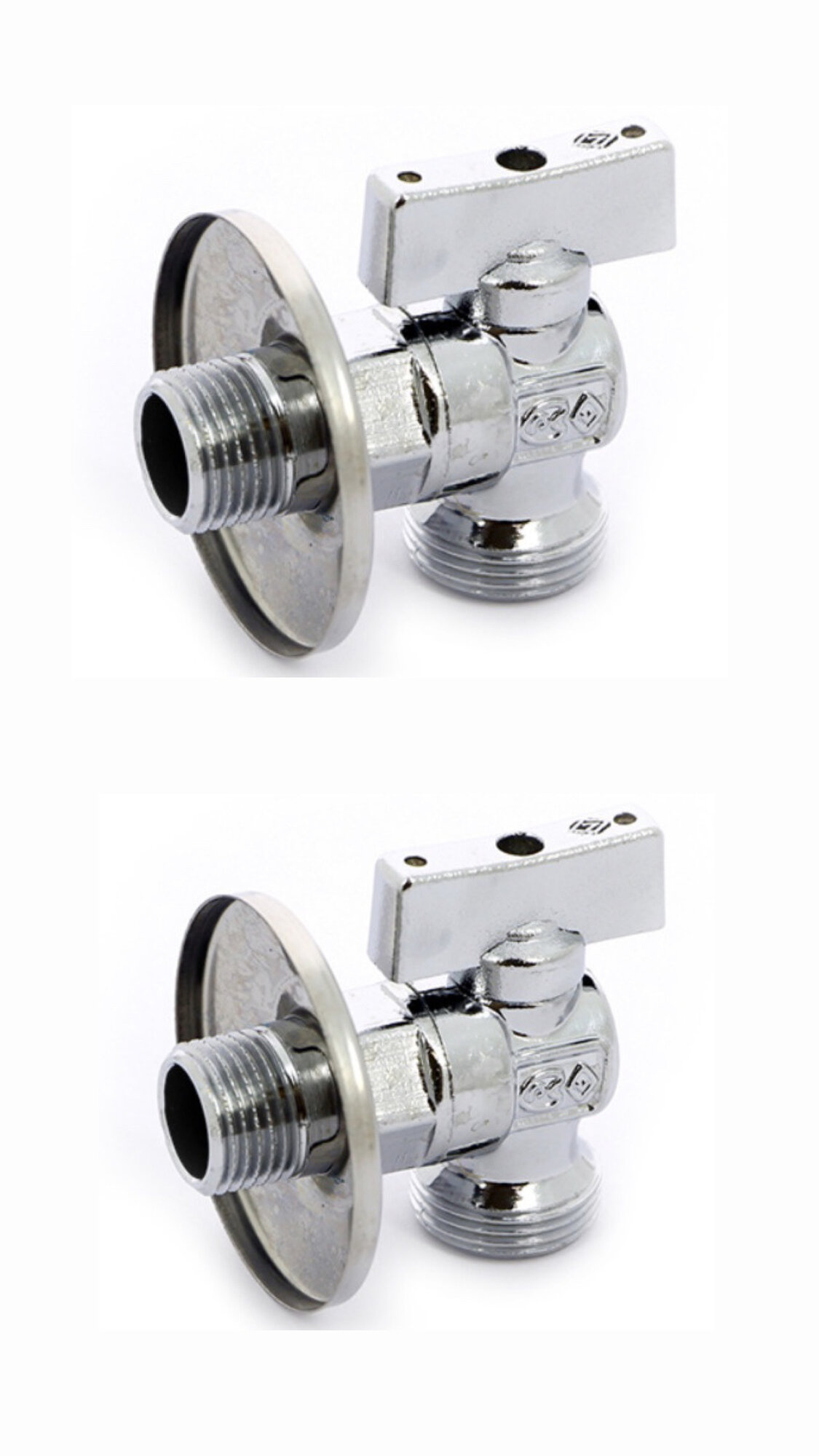 Кран шаровый угловой Bugatti 1/2 х 3/4 с отражателем (883 серия)