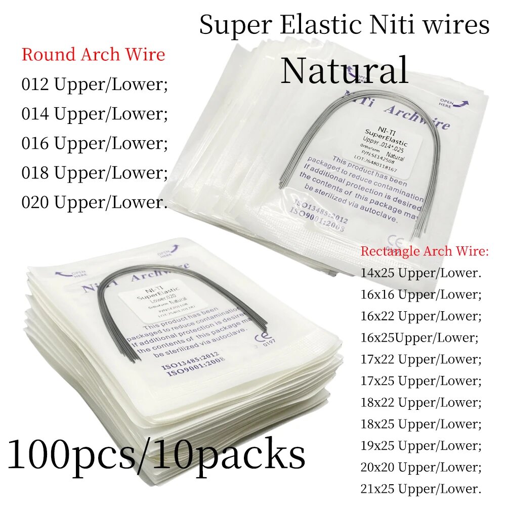 Стоматологические ортодонтические дуги Ni-Ti 100 шт. 10Packs 19x25 Upper