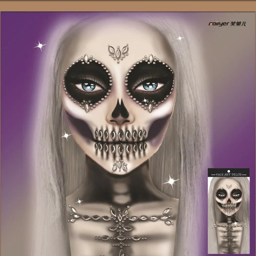 Тату на лицо светящиеся в неоне для детей и взрослых. Переводилки на хеллоуин