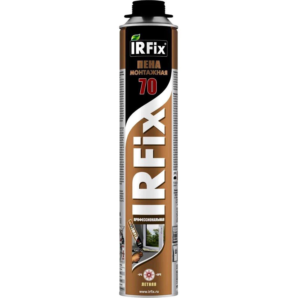 Профессиональная монтажная пена IRFIX 70 880 мл 10041, звукоизоляция, подходит для летних наружных работ