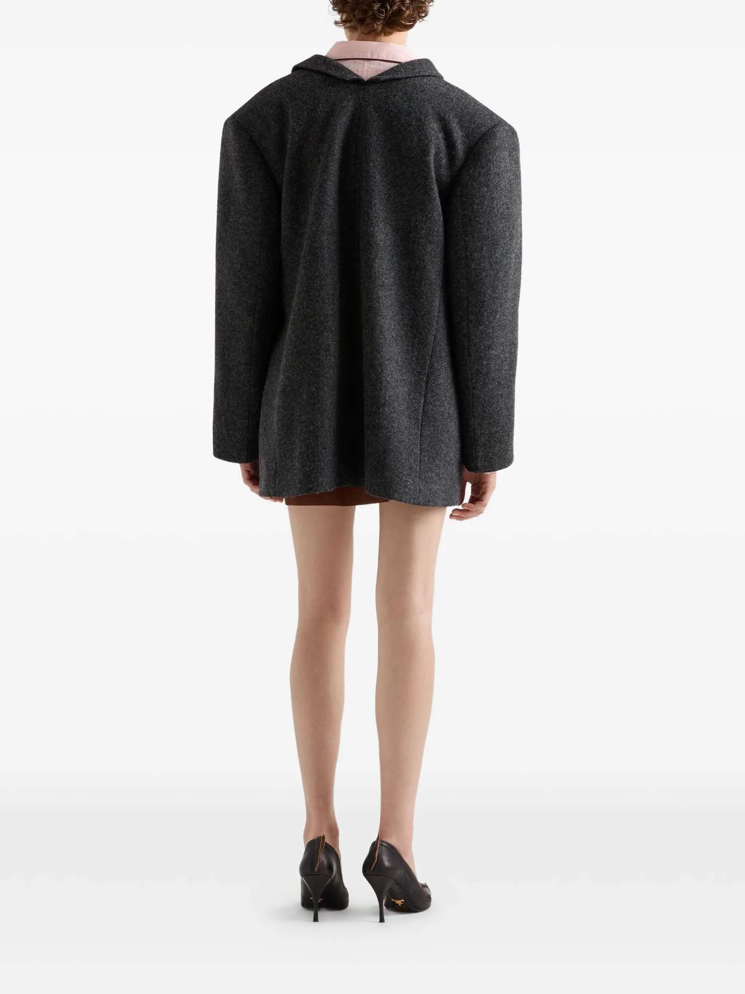 Куртка Prada Single-breasted shetland wool jacket, размер 38, grey — фото 1