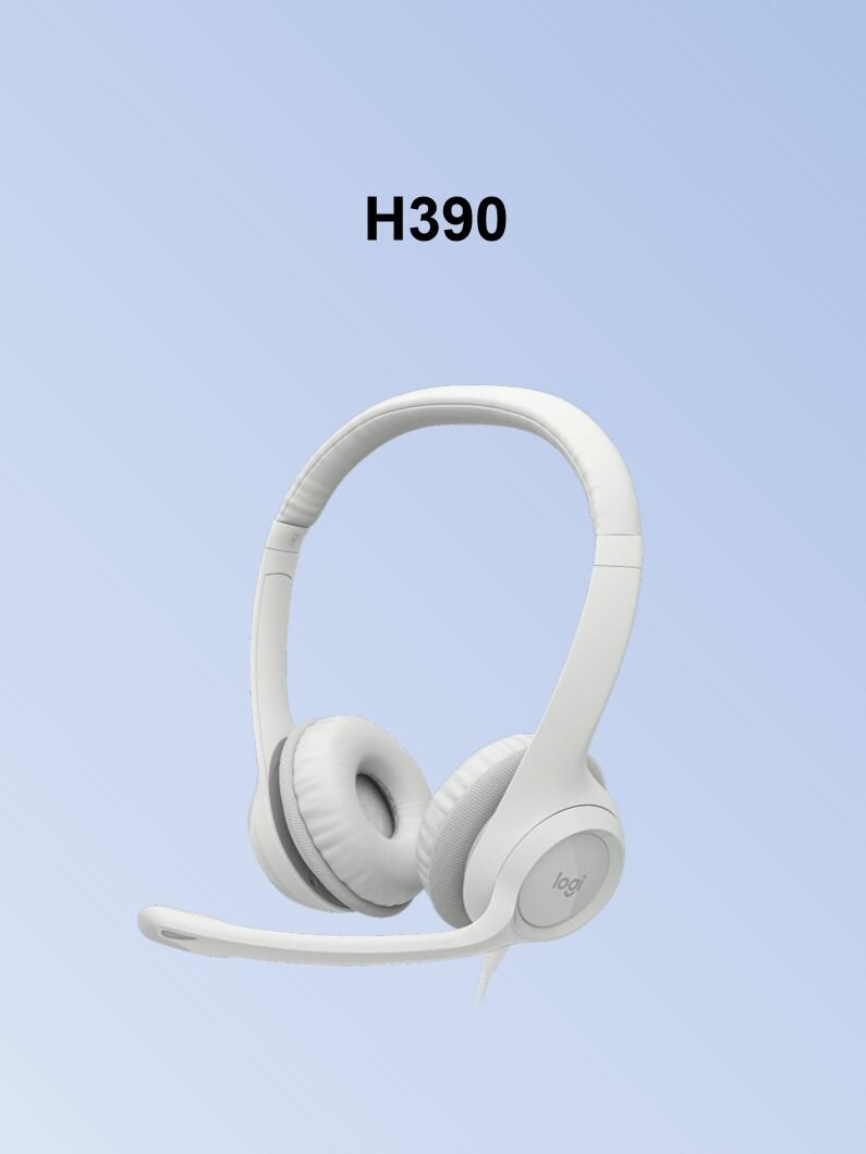 Гарнитура Logitech H390, микрофон, шумоподавление, проводное подключение, USB