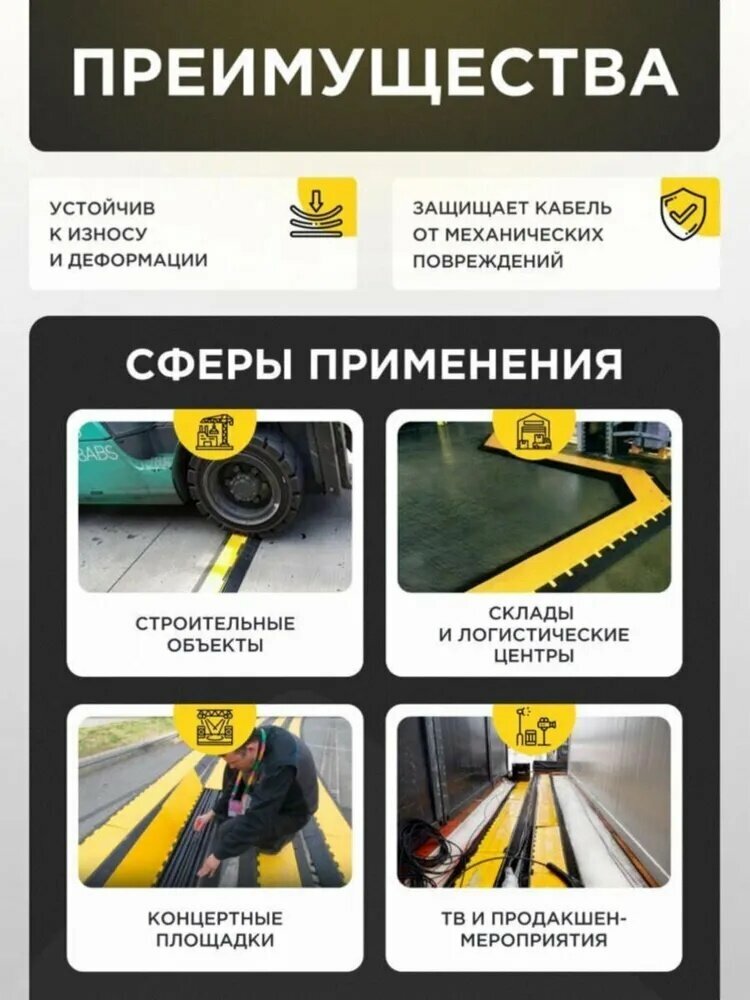 Резиновый кабельный трап 2 шт 37x47 мм 1I