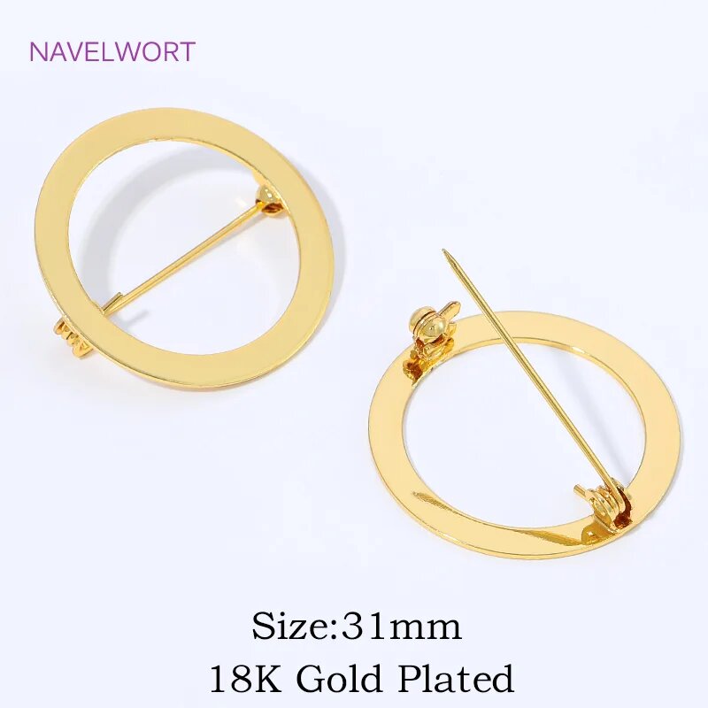 NAVELWORT Основы для брошей 31 мм, позолоченные 18-каратным золотом 2 pieces, 18K Gold Plated