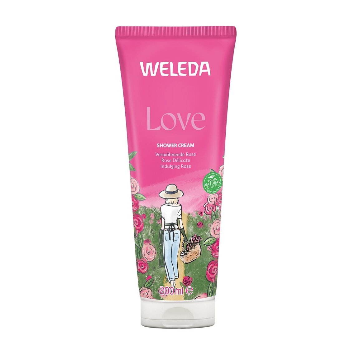 Органический очищающий розовый нежный гель для душа Love Weleda (Веледа)