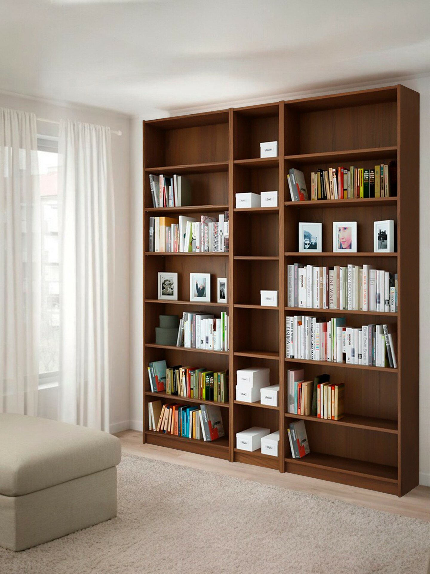 Стеллаж Билли 06 Орех Экко 9459 NEW 200x28x237 см, коричневый GOODFORM