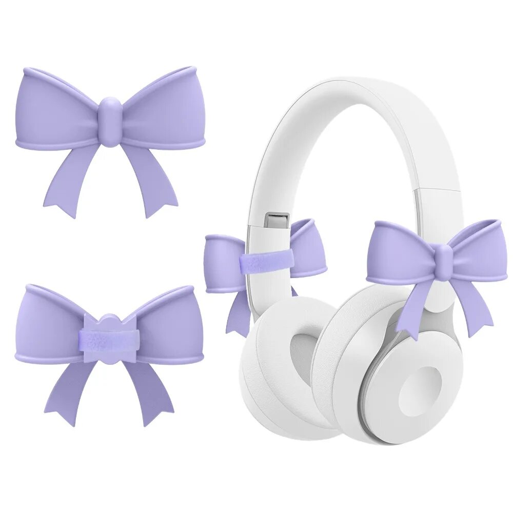 Силиконовые очаровательные бантики для наушников, 2 шт. Фиолетовый, Light Purple