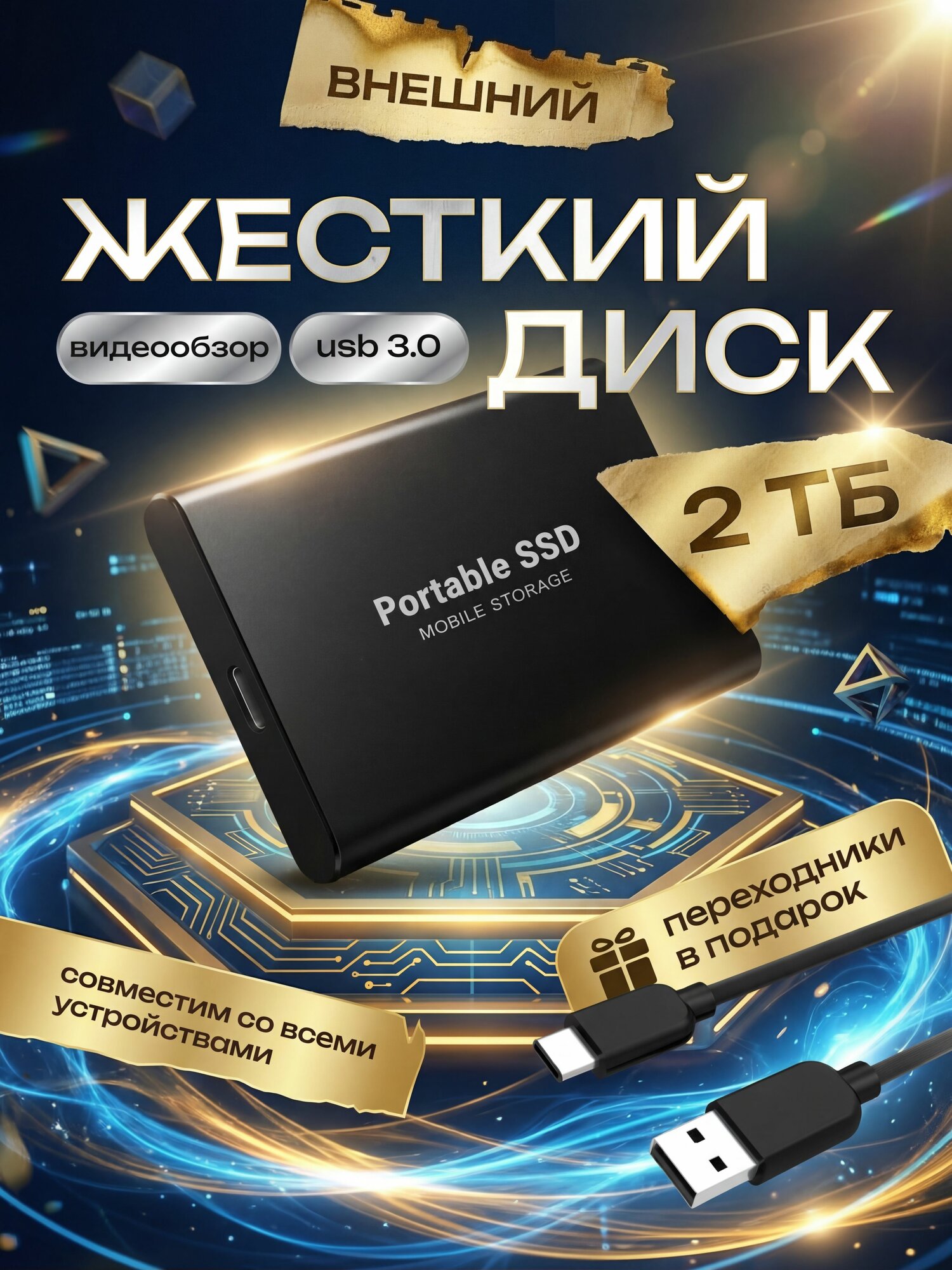 AG Digital 2 ТБ Внешний жесткий диск (SSD. PORT.2TB), Металл, черный