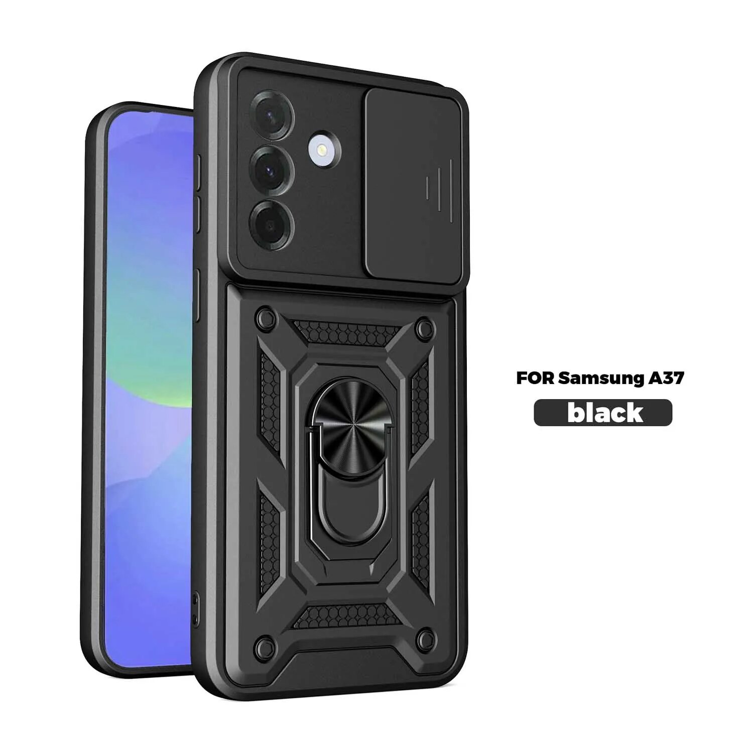 Чехол для Samsung Galaxy A37 черный с кольцом