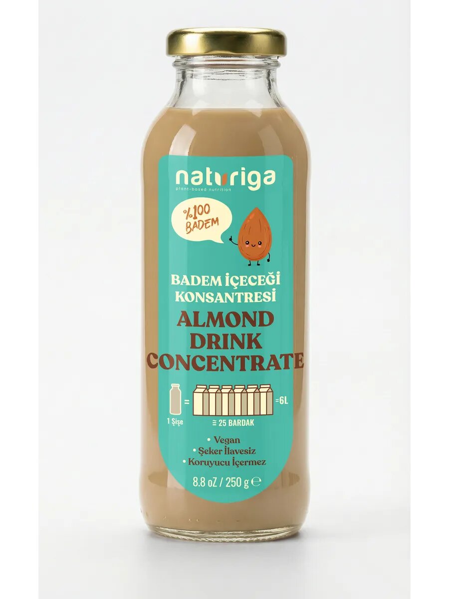 Концентрат миндального молока Naturiga, 250 г, стеклянная бутылка