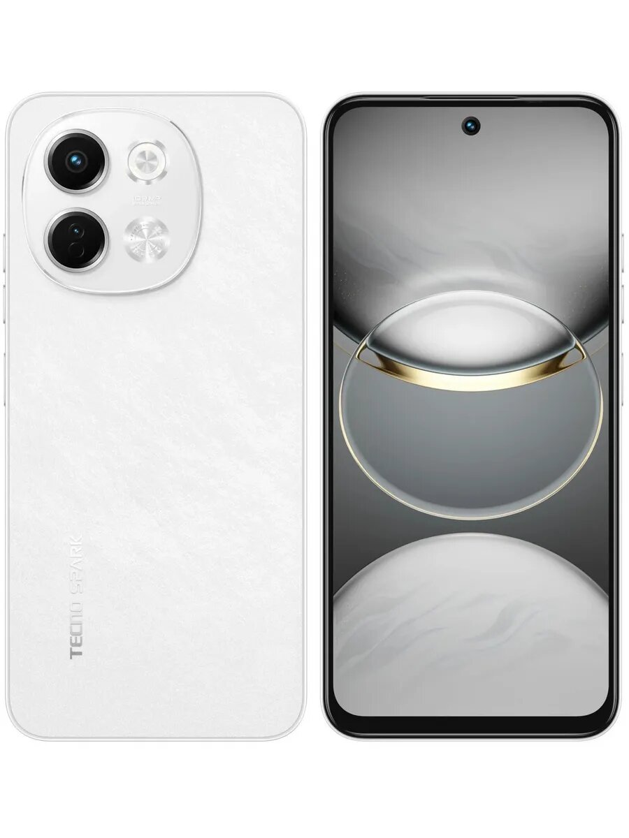 Смартфон Tecno Spark 30 5G 6 ГБ / 128 ГБ Белый Ростест, NFC, камера 108 Мп, экран 6.67" IPS — фото 1