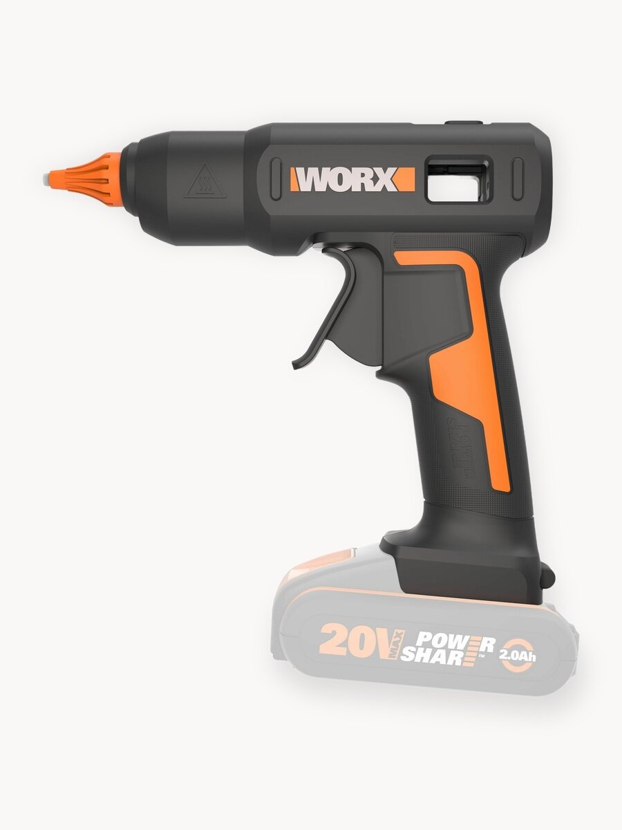 Клеевой пистолет аккумуляторный WORX WX045.9, 20В, без АКБ и ЗУ