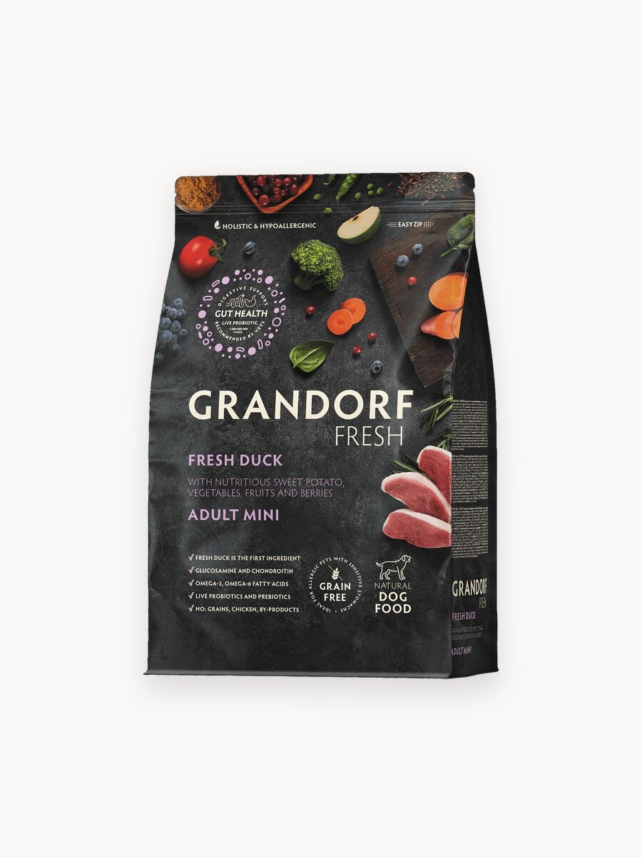 Корм для собак мелких пород Grandorf FRESH Мясо Утки с Бататом 3 кг