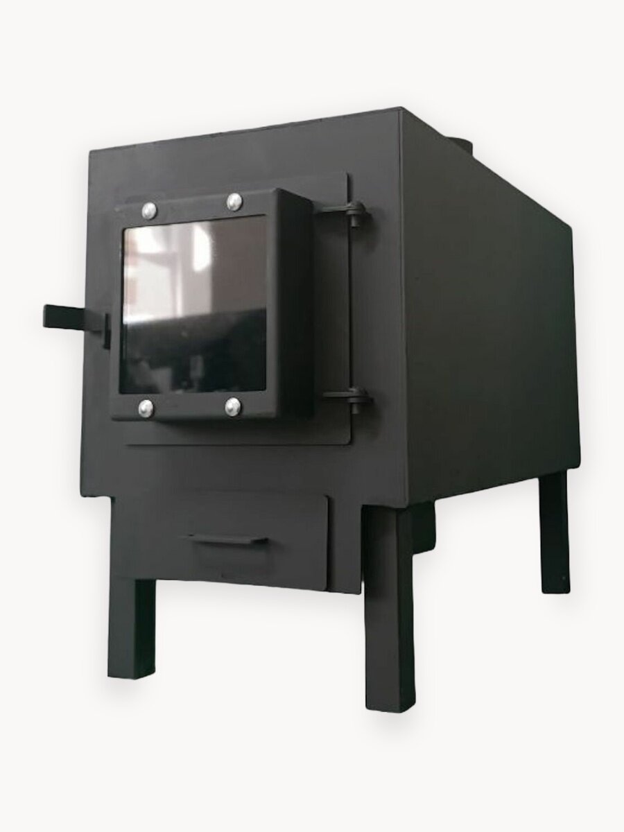 Печь буржуйка "Емеля" удлиненная со стеклянной дверцей