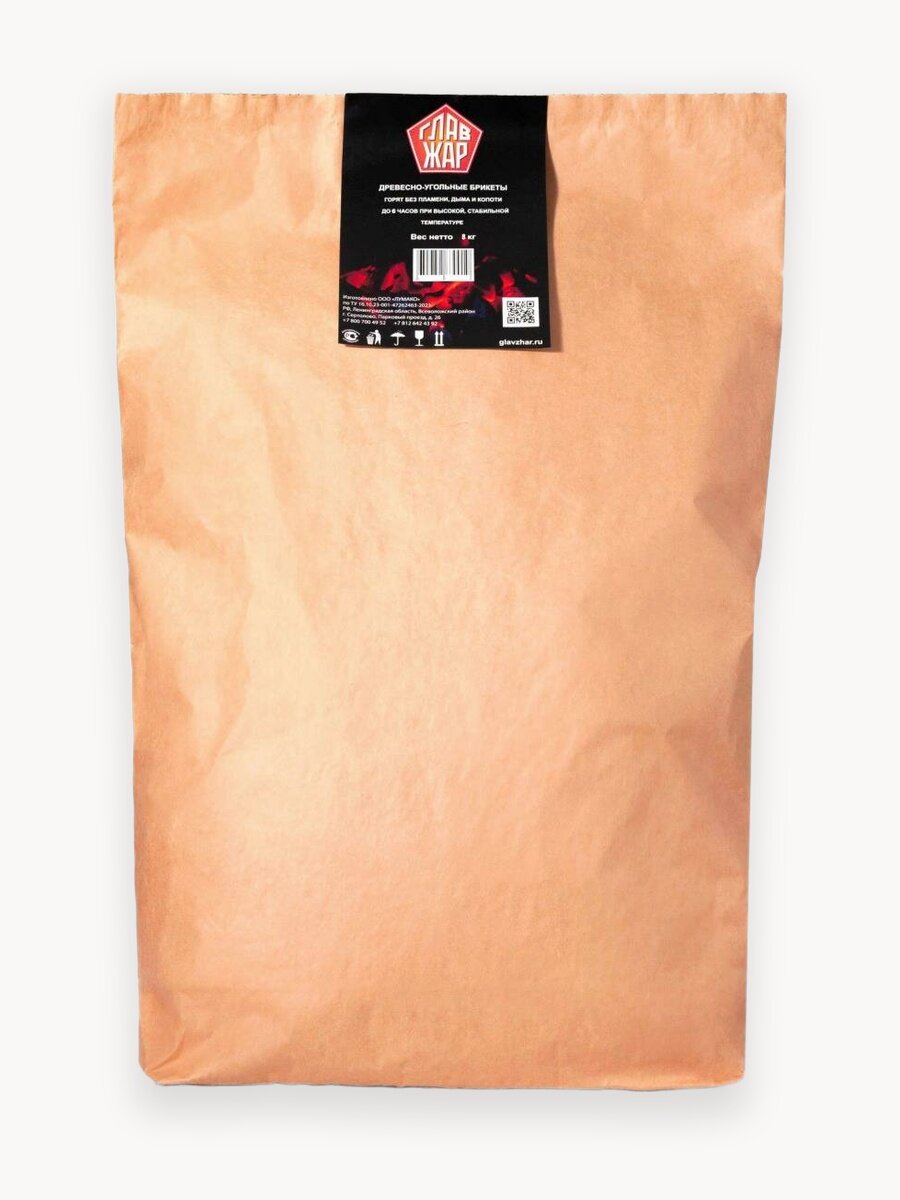 Брикеты ГлавЖар, древесный уголь, береза, 8кг, для гриля и шашлыка