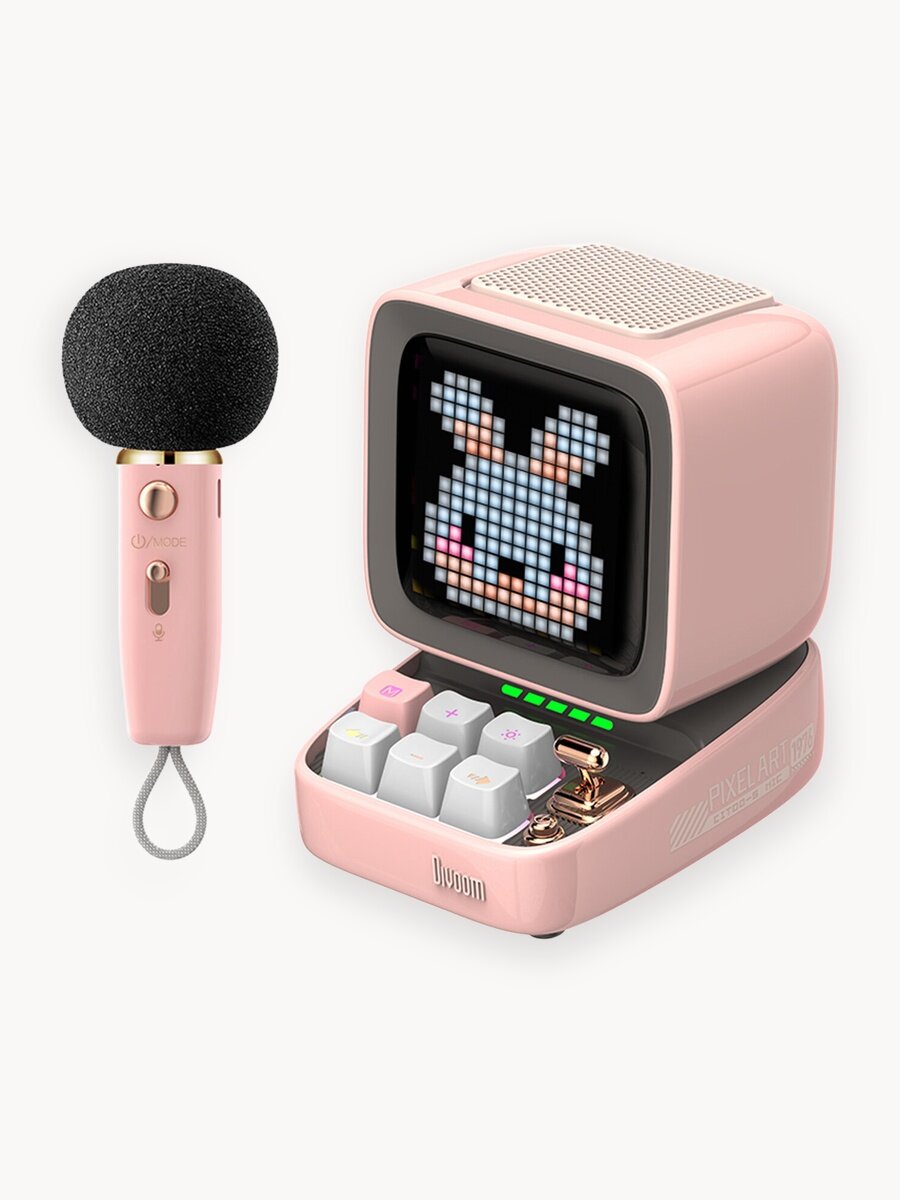 Портативная колонка с микрофоном Divoom Ditoo-5M, розовый, с пиксельным LED экраном