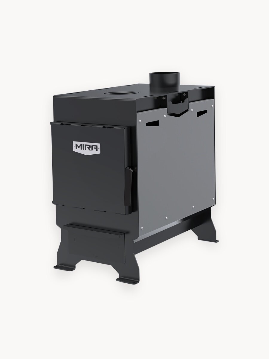 Печь отопительная "Термокрафт" MIRA 2 с варочной поверхностью, футеровка вермикулитом, 50 кв. м, черный