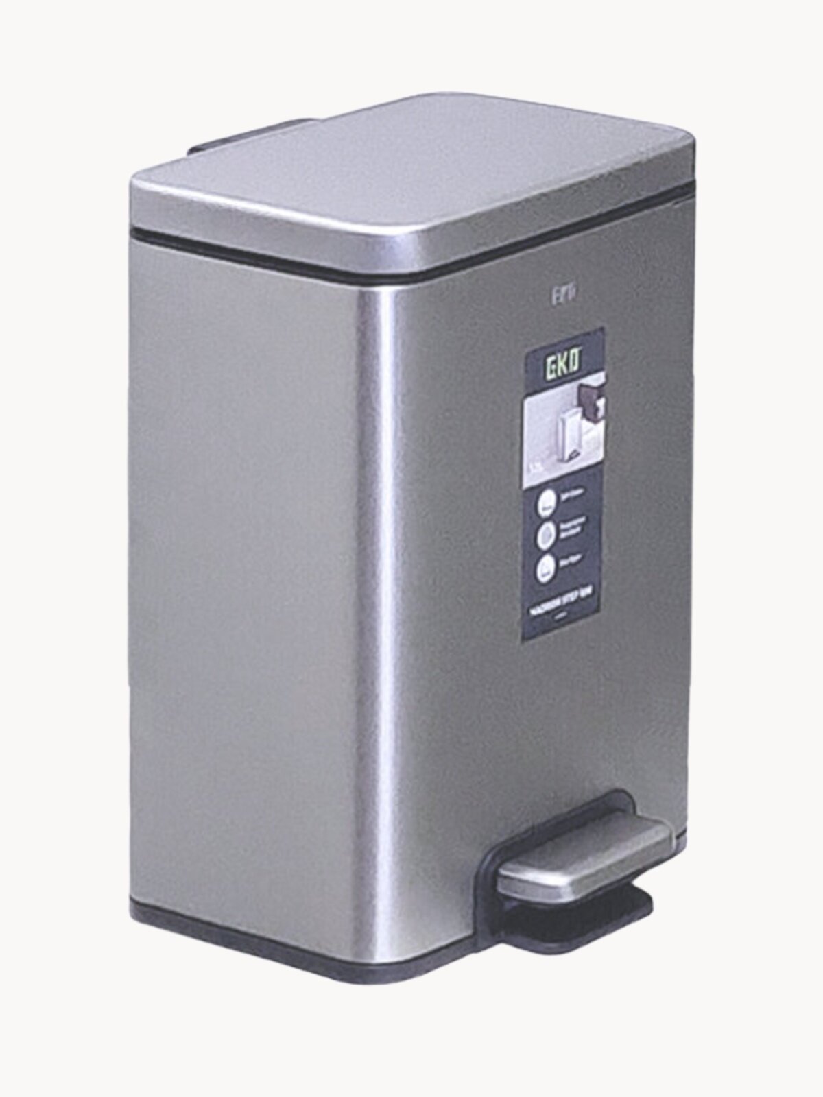 Мусорное ведро EKO с педалью 12 литров, с механизмом плавного закрывания, нержавеющая сталь