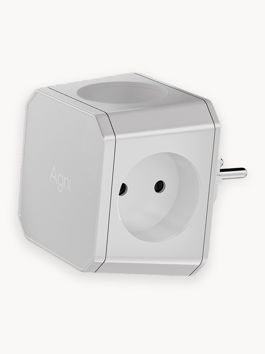 Тройник для розетки, AGNI, 4 розеток, разветвитель электрический, защитные шторки