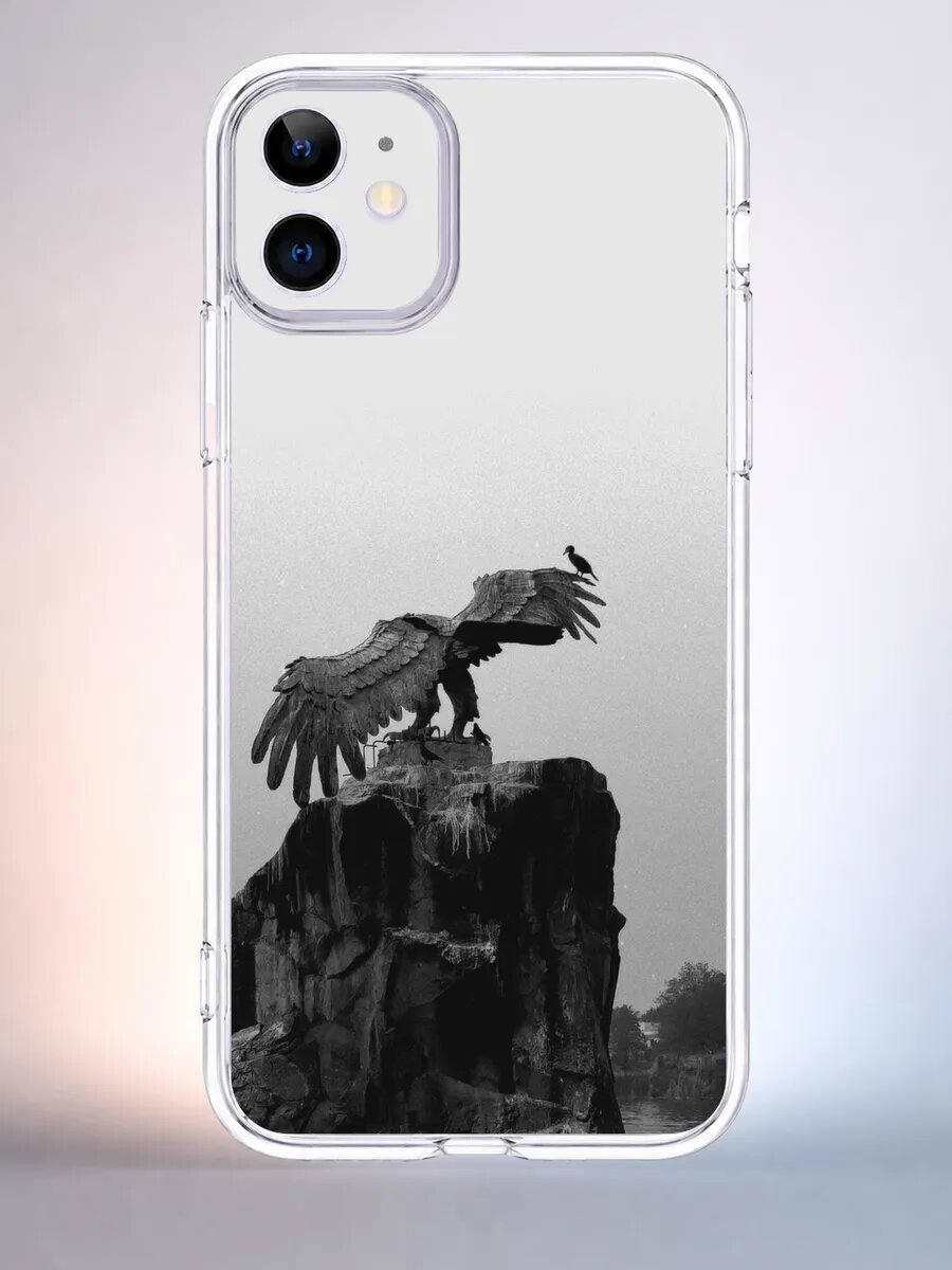 Чехол iPhone 11 орёл на скале крылья силиконовый