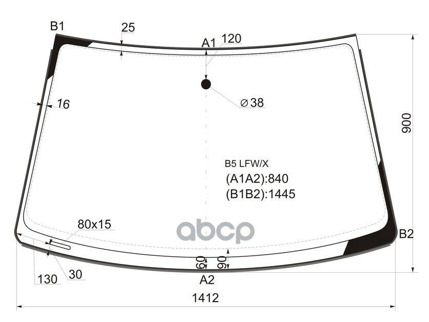 Стекло лобовое (Молдинг) Volkswagen Passat 96-05 / Skoda Superb 02-08 XYG арт. B5 LFW/X