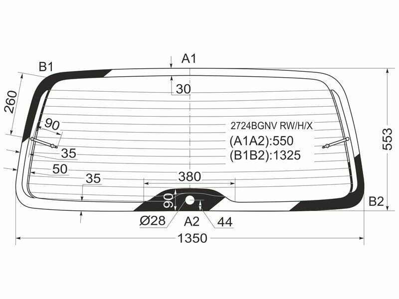 Стекло заднее (Цвет зеленый/ Обогрев/ Правое) Citroen Berlingo 96-12 / Peugeot Partner 96-12 XYG арт. 2724BGNVR RW/RH/H/X