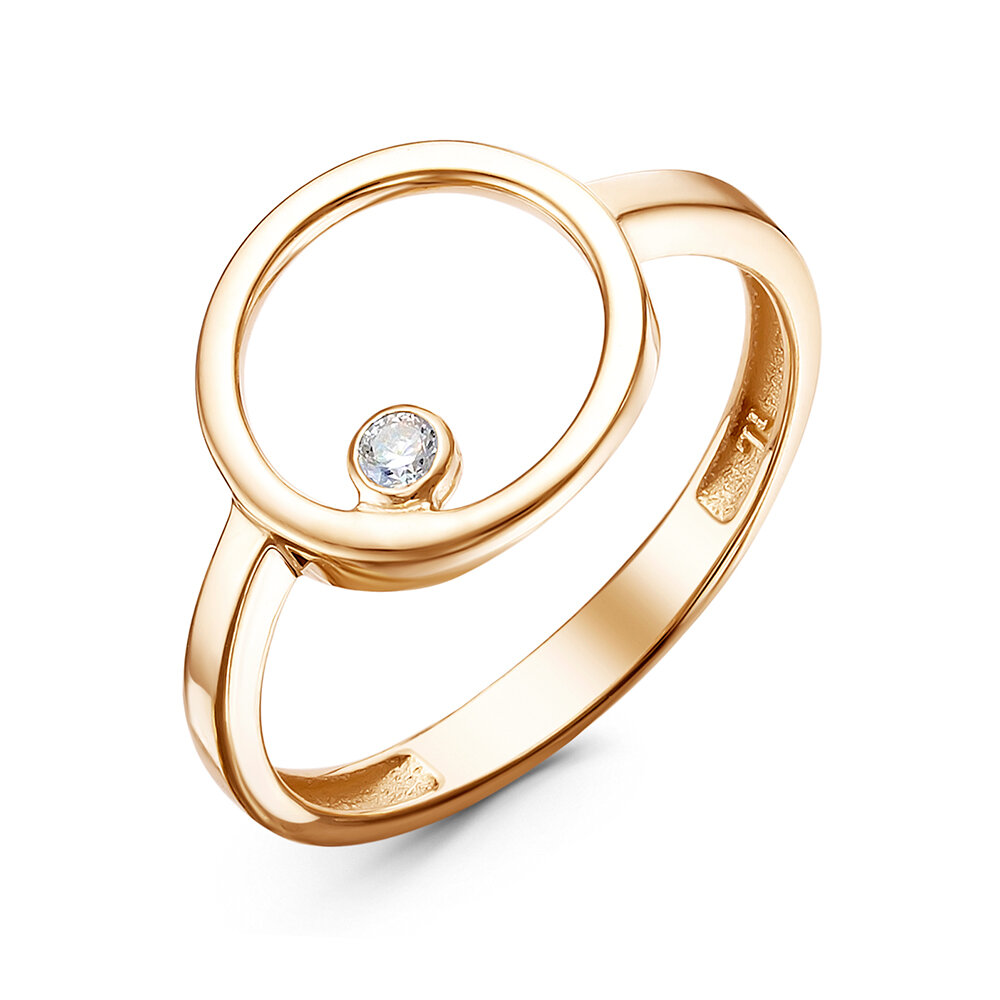 Кольцо, красное золото, 585 проба, фианит