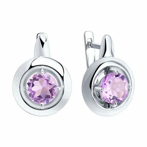 Серьги, серебро, 925 проба, аметист