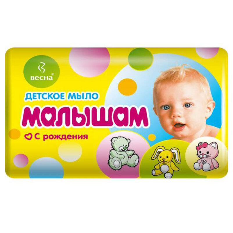 Мыло детское Весна кусковое, туалетное Малышам, 90г