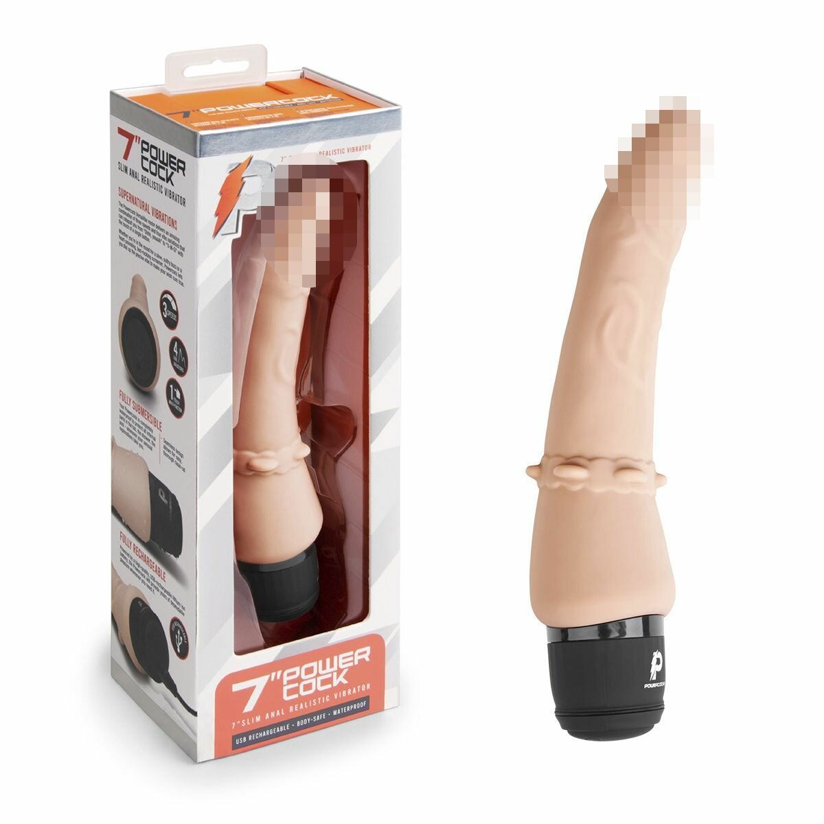 Тонкий анальный массажер 7 Slim Anal Realistic Vibrator телесый