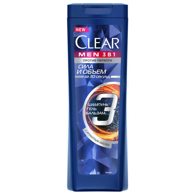 CLEAR Men 3в1 Сила и Объем против перхоти шампунь мужской 400 мл для ежедневного ухода