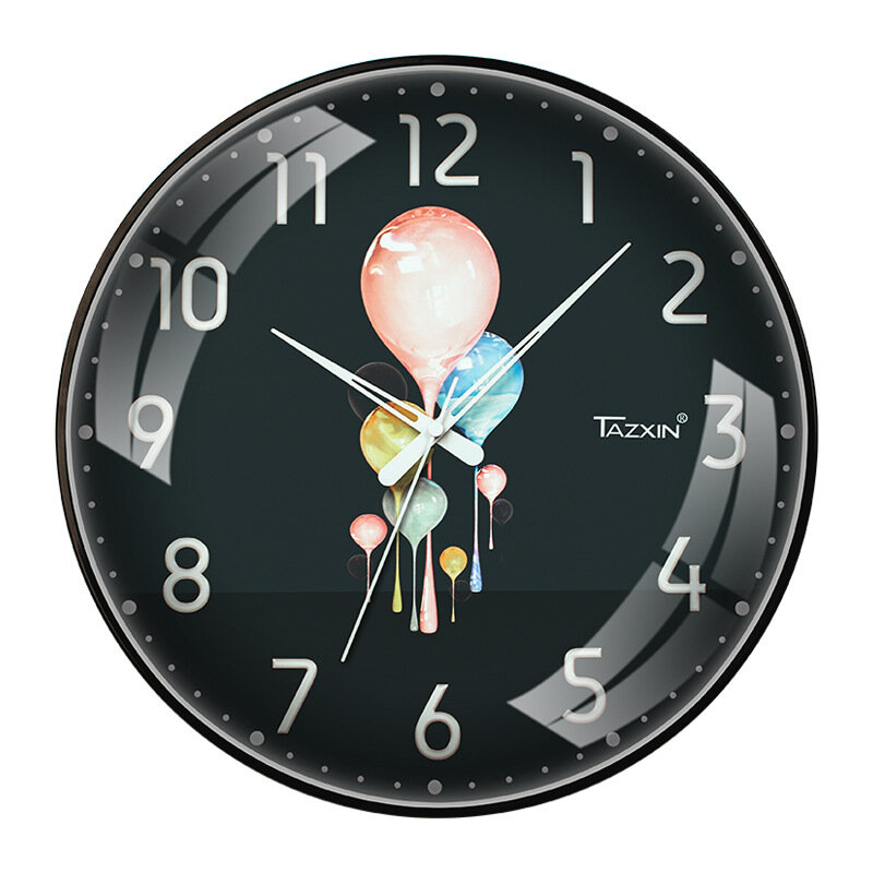 Настенные часы с воздушными шарами | Бесшумный дизайн без тиканья | 35 см | Работают от батареек | Современный скандинавский стиль с разноцветными воздушными шарами для гостиной или офиса