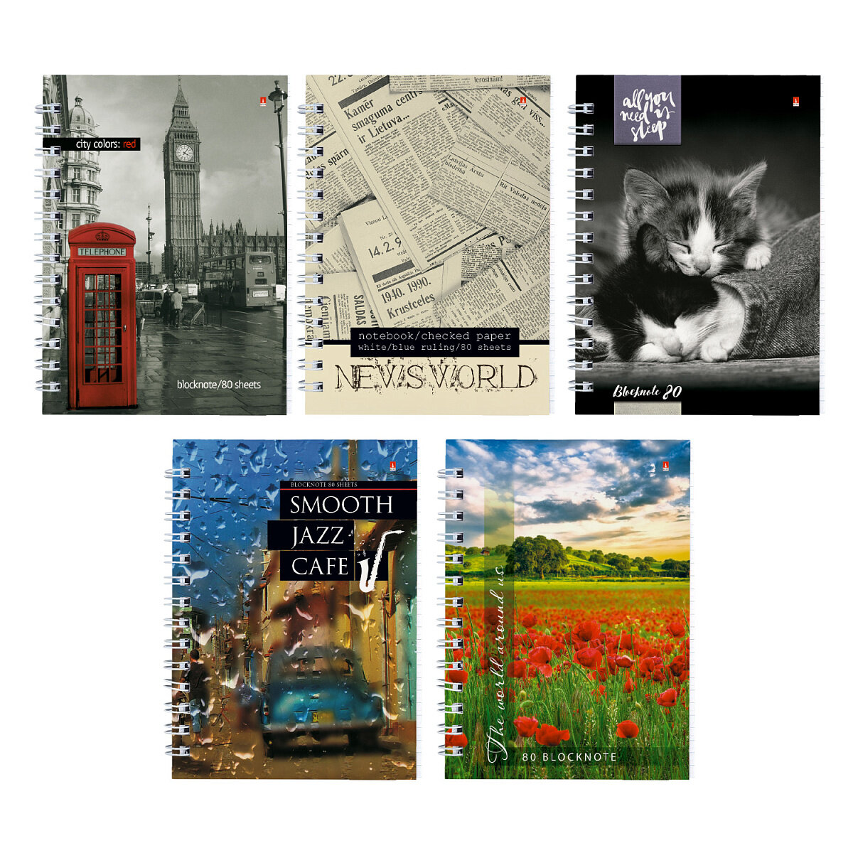 Блокнот Альт, А6 (100 х 134 мм) цветная 80л, Арт. 3-80-032, 5шт.