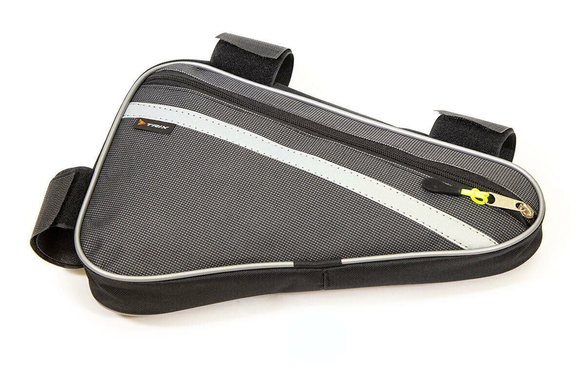 Сумка велосипедная TRIX под раму за подседел. трубу, 30х20х4см, водонепроницаемая, светоотражающие вставки, серая