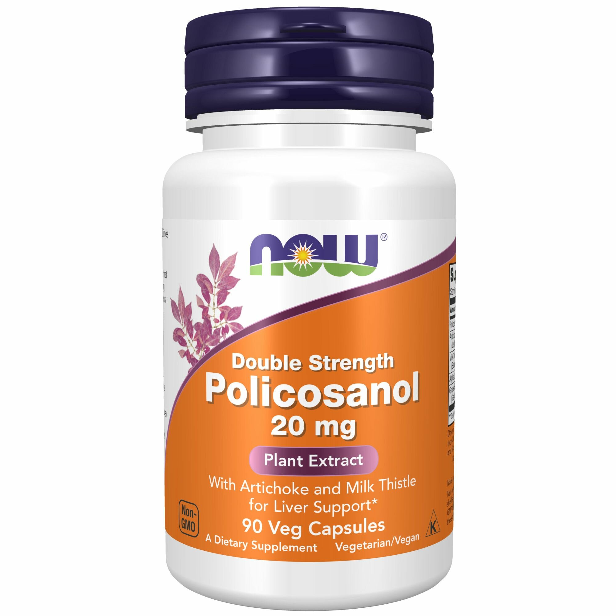 NOW Policosanol 20 mg, Поликозанол, здоровье сердечно-сосудистой системы, 90 капсул
