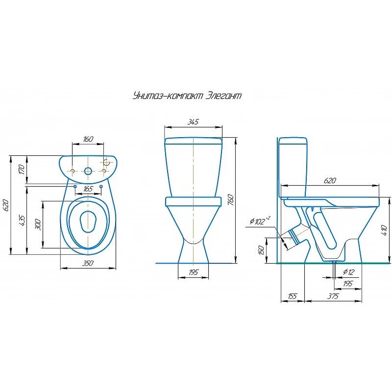 Унитаз-компакт Rosa Элегант Зеленый декор с бачком и сиденьем