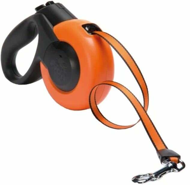 Fida Поводок-рулетка для собак крупных пород Mars, до 50 кг, 5 м, лента оранжево-черная