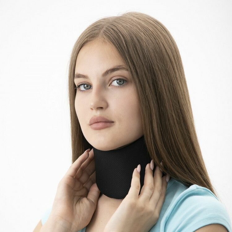 Бандаж шейный для взрослых, со съемным чехлом ОртоНик ШВ-511 (длина 45 см, черный, высота: 10 см) №14